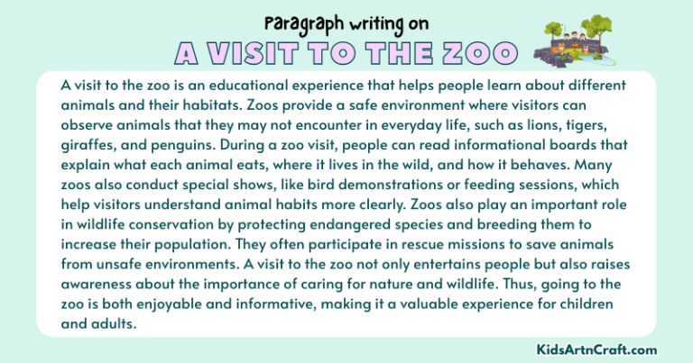 Paragraph on A Visit to the Zoo - Kids Art & Craft