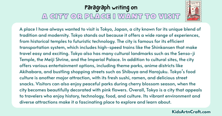 Paragraph On A City Or Place I Want To Visit - Kids Art & Craft