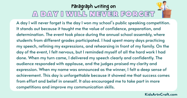 Paragraph on A Day I Will Never Forget - Kids Art & Craft