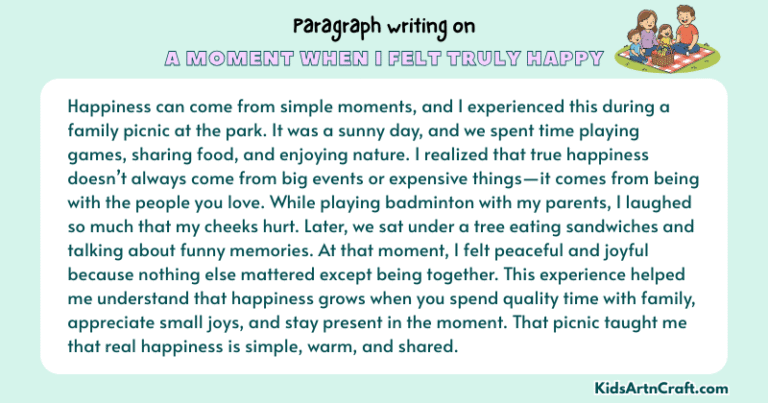 Paragraph on A Moment When I Felt Truly Happy - Kids Art & Craft