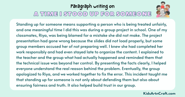 Paragraph on A Time I Stood Up for Someone - Kids Art & Craft