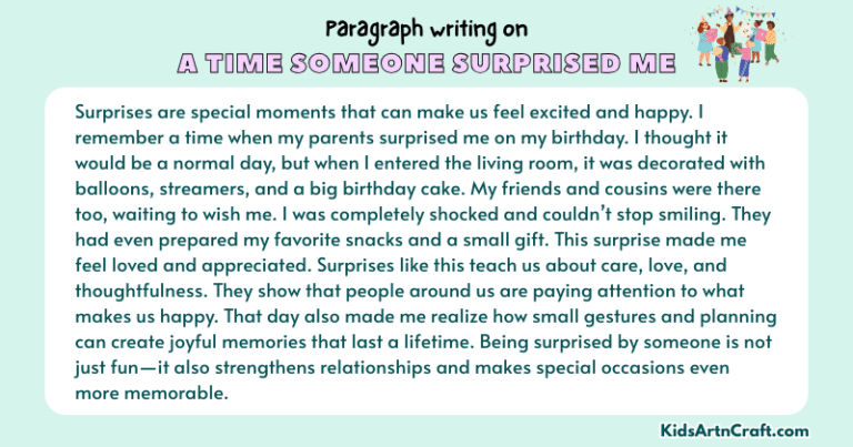 Paragraph on A Time Someone Surprised Me - Kids Art & Craft