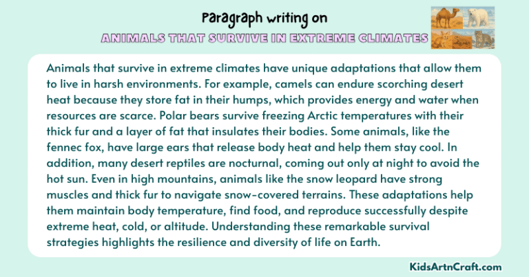 Paragraph on Animals That Survive in Extreme Climates - Kids Art & Craft