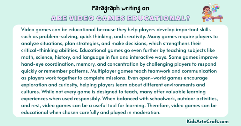 Paragraph on Are Video Games Educational? - Kids Art & Craft