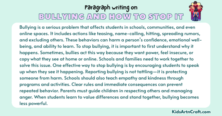 Paragraph on Bullying and How to Stop It - Kids Art & Craft