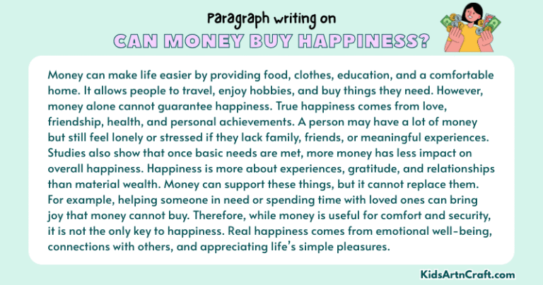 Paragraph on Can Money Buy Happiness? - Kids Art & Craft