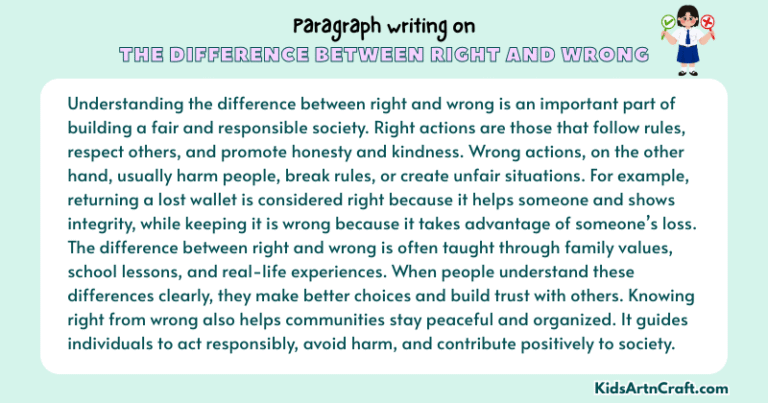 Paragraph on The Difference Between Right and Wrong - Kids Art & Craft