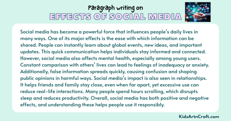 Paragraph on Effects of Social Media - Kids Art & Craft