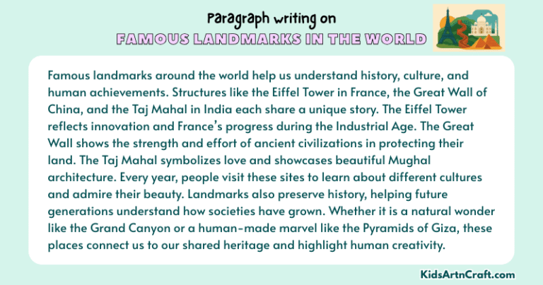 Paragraph on Famous Landmarks in the World - Kids Art & Craft
