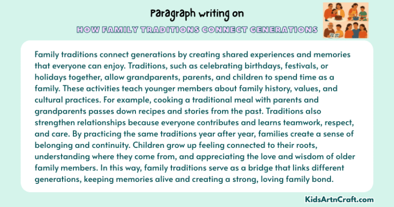Paragraph on How Family Traditions Connect Generations - Kids Art & Craft