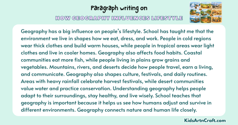 Paragraph on How Geography Influences Lifestyle - Kids Art & Craft