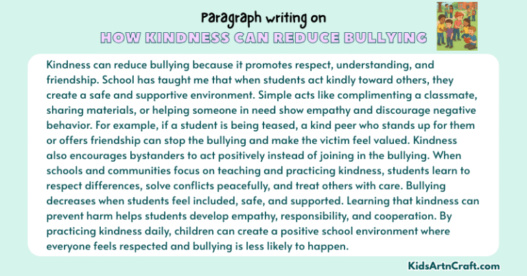 Paragraph on How Kindness Can Reduce Bullying - Kids Art & Craft