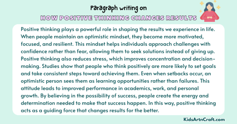 Paragraph on How Positive Thinking Changes Results - Kids Art & Craft