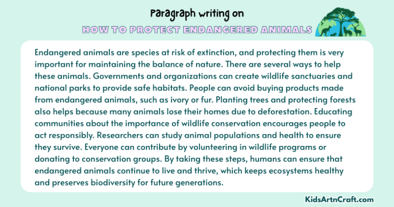 Paragraph on How to Protect Endangered Animals - Kids Art & Craft