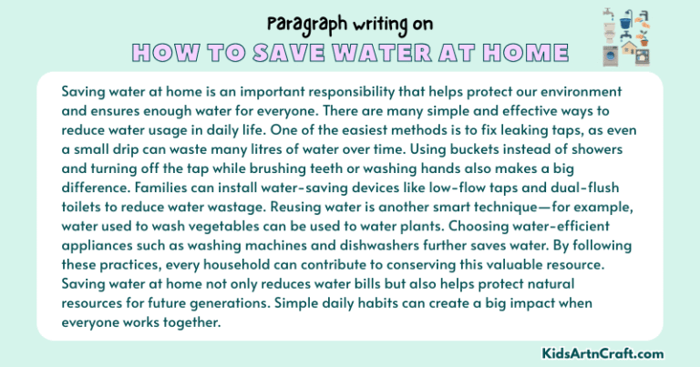 Paragraph on How To Save Water At Home - Kids Art & Craft