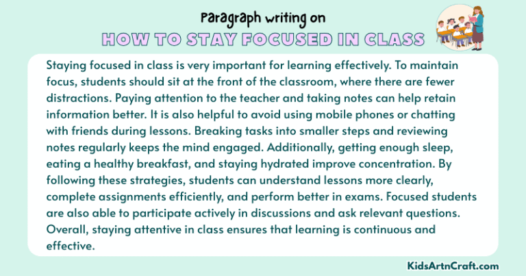 Paragraph on How to Stay Focused in Class - Kids Art & Craft