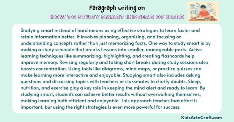Paragraph on How To Study Smart Instead Of Hard - Kids Art & Craft
