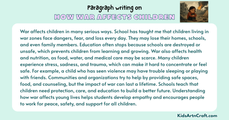 Paragraph on How War Affects Children - Kids Art & Craft