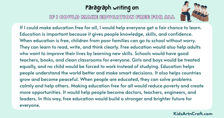 Paragraph on If I Could Make Education Free For All - Kids Art & Craft