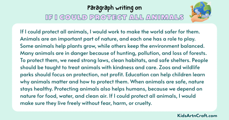 Paragraph on If I Could Protect All Animals - Kids Art & Craft