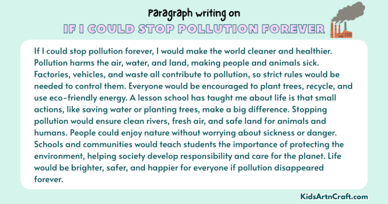 Paragraph on If I Could Stop Pollution Forever - Kids Art & Craft