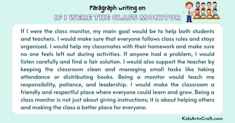 Paragraph on If I Were the Class Monitor - Kids Art & Craft