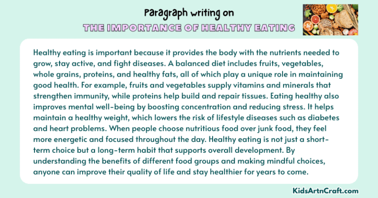 Paragraph on The Importance of Healthy Eating - Kids Art & Craft