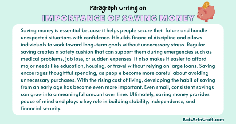 Paragraph on Importance of Saving Money - Kids Art & Craft