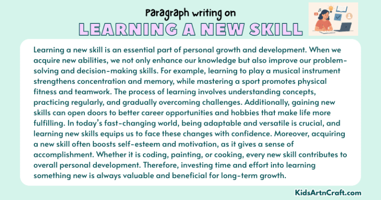 Paragraph on Learning a New Skill - Kids Art & Craft