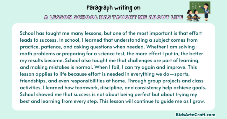 Paragraph on A Lesson School Has Taught Me About Life - Kids Art & Craft