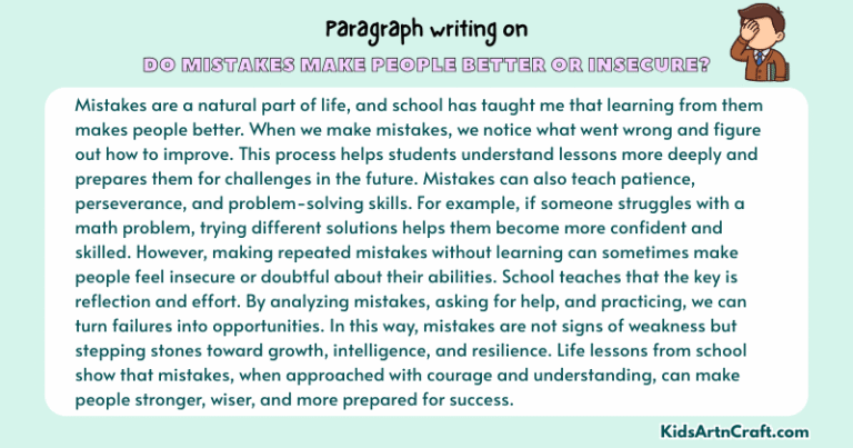 Paragraph on Do Mistakes Make People Better or Insecure? - Kids Art & Craft