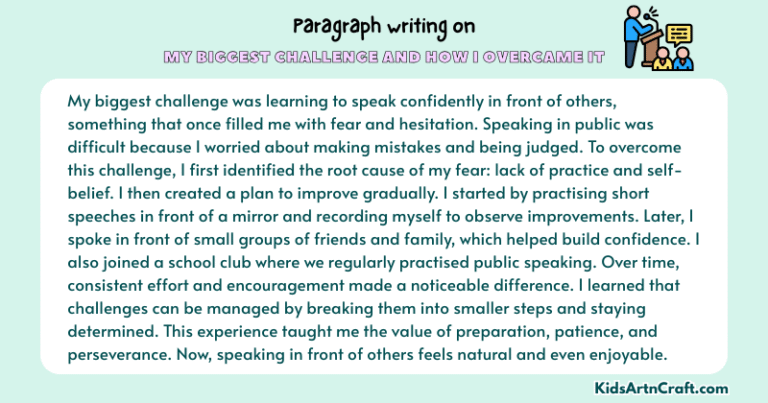 Paragraph on My Biggest Challenge and How I Overcame It - Kids Art & Craft
