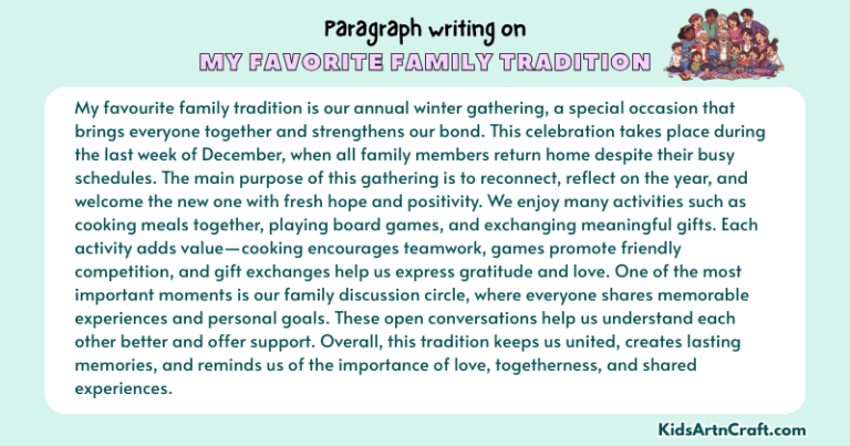 Paragraph on My Favorite Family Tradition - Kids Art & Craft