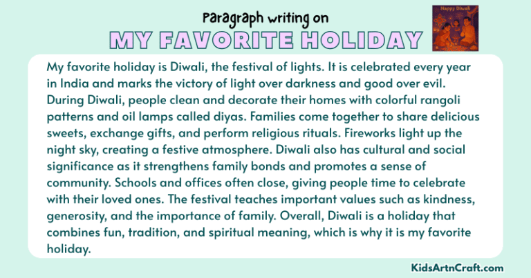Paragraph on My Favorite Holiday - Kids Art & Craft