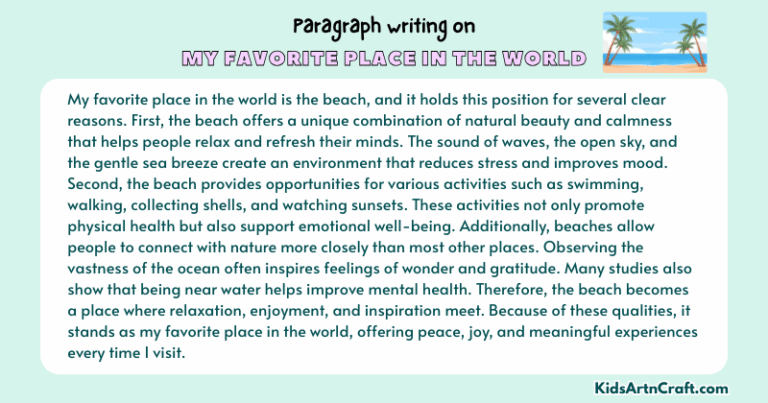 Paragraph on My Favorite Place in The World - Kids Art & Craft