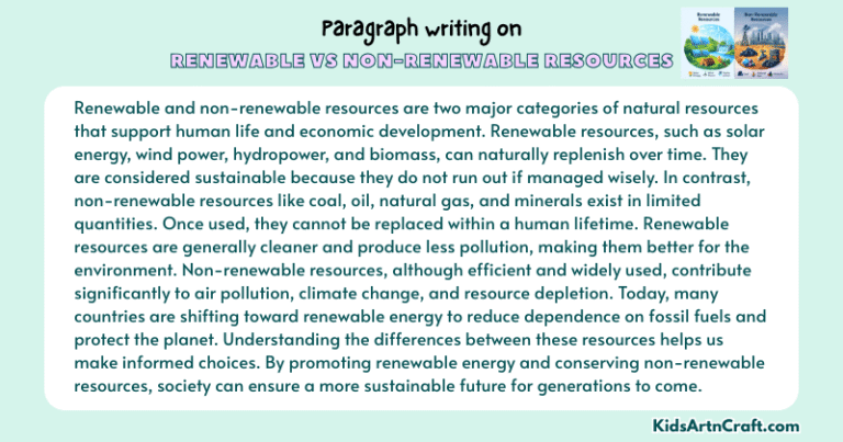 Paragraph on Renewable vs Non-Renewable Resources - Kids Art & Craft