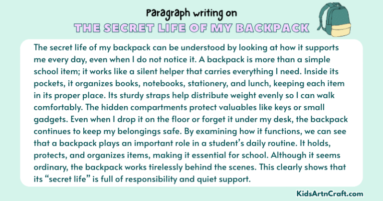 Paragraph on The Secret Life of My Backpack - Kids Art & Craft