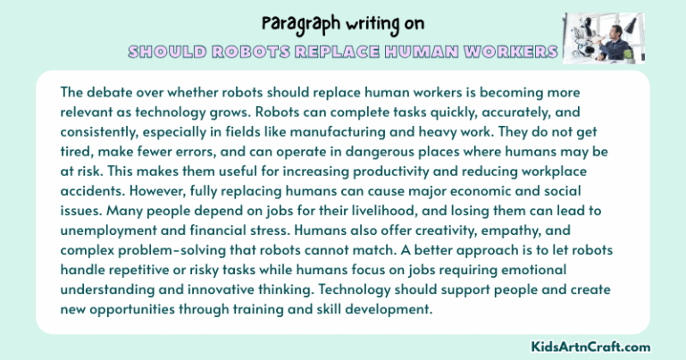 Paragraph on Should Robots Replace Human Workers - Kids Art & Craft