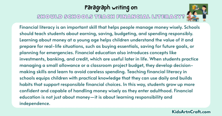 Paragraph on Should Schools Teach Financial Literacy? - Kids Art & Craft