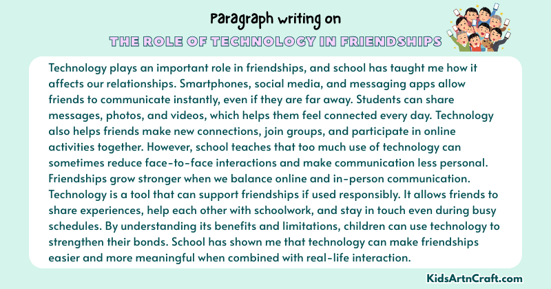 Paragraph on The Role Of Technology In Friendships - Kids Art & Craft