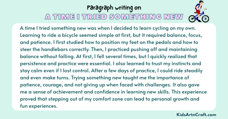 Paragraph on A Time I Tried Something New - Kids Art & Craft