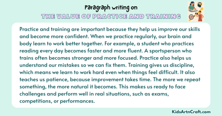 Paragraph on The Value of Practice and Training - Kids Art & Craft