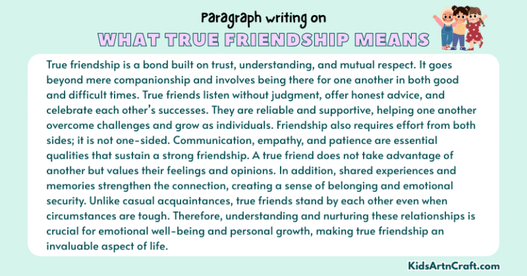 Paragraph on What True Friendship Means - Kids Art & Craft