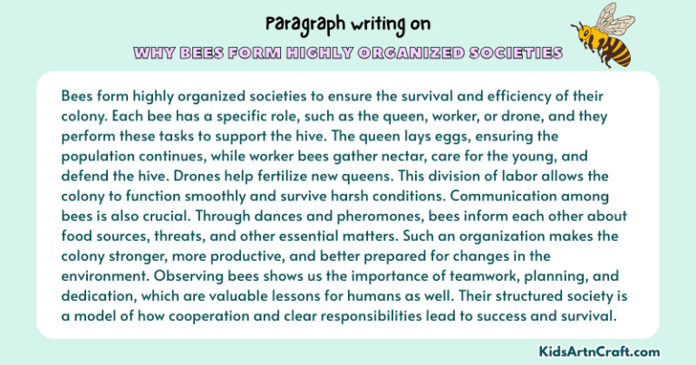 Paragraph on Why Bees Form Highly Organized Societies - Kids Art & Craft
