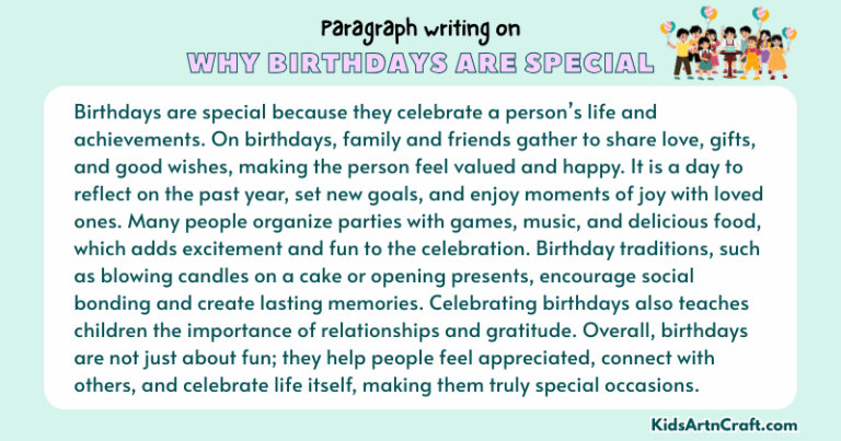 Paragraph on Why Birthdays Are Special - Kids Art & Craft