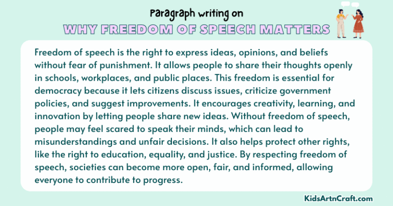 Paragraph on Why Freedom Of Speech Matters - Kids Art & Craft