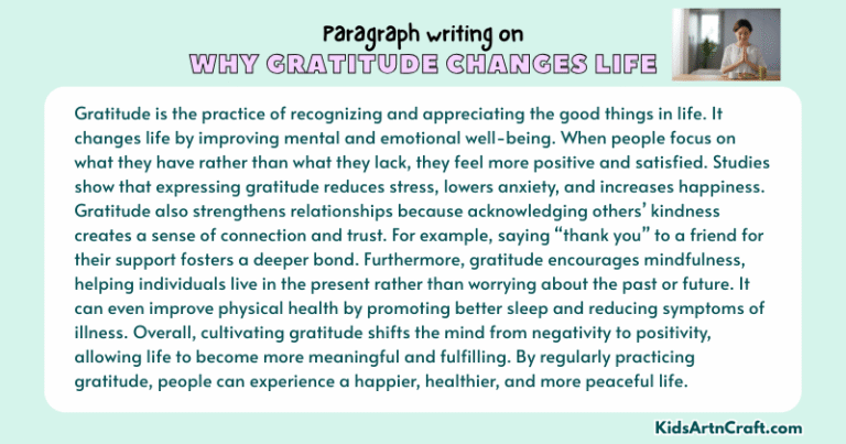 Paragraph on Why Gratitude Changes Life - Kids Art & Craft