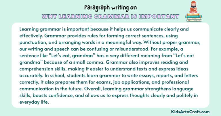 Paragraph on Why Learning Grammar Is Important - Kids Art & Craft