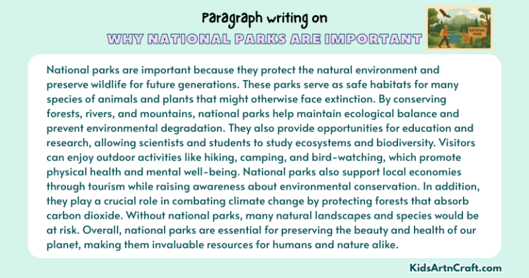 Paragraph on Why National Parks Are Important - Kids Art & Craft