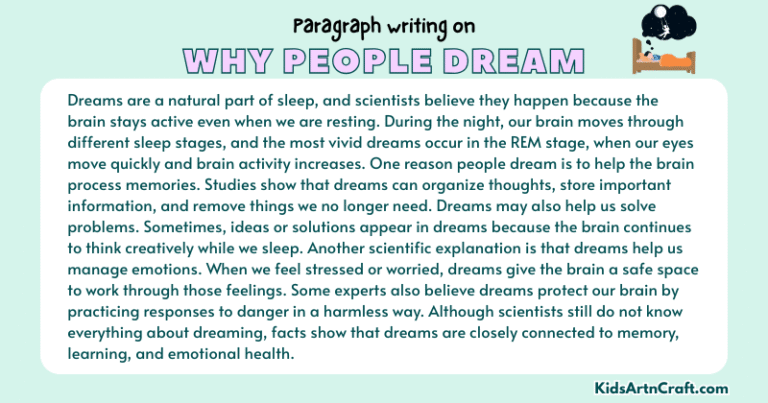Paragraph on Why People Dream - Kids Art & Craft